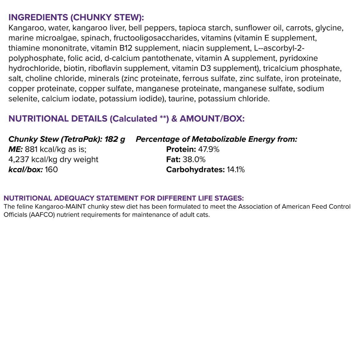 Kangaroo-MAINT Chunky Stew Cat Food - Rayne Nutrition